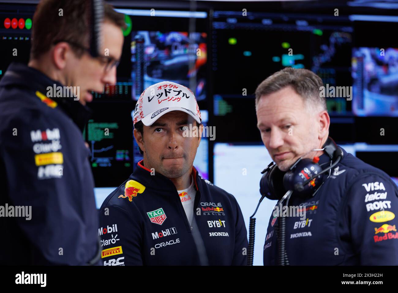 Suzuka Circuit, 5 April 2024: Christian Horner, Principal of Red Bull Racing, Sergio Perez (MEX ...