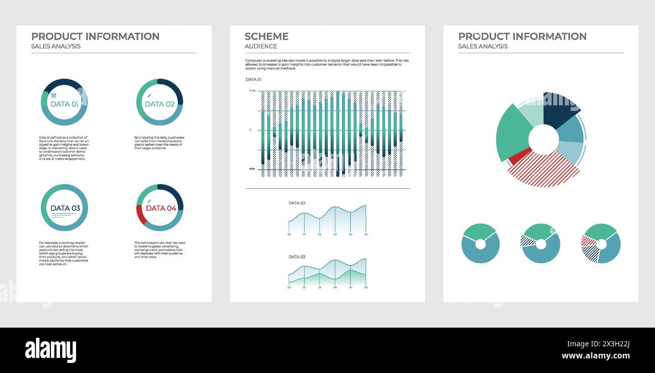Coverage audience data charts in color. Vector elements charts Stock ...