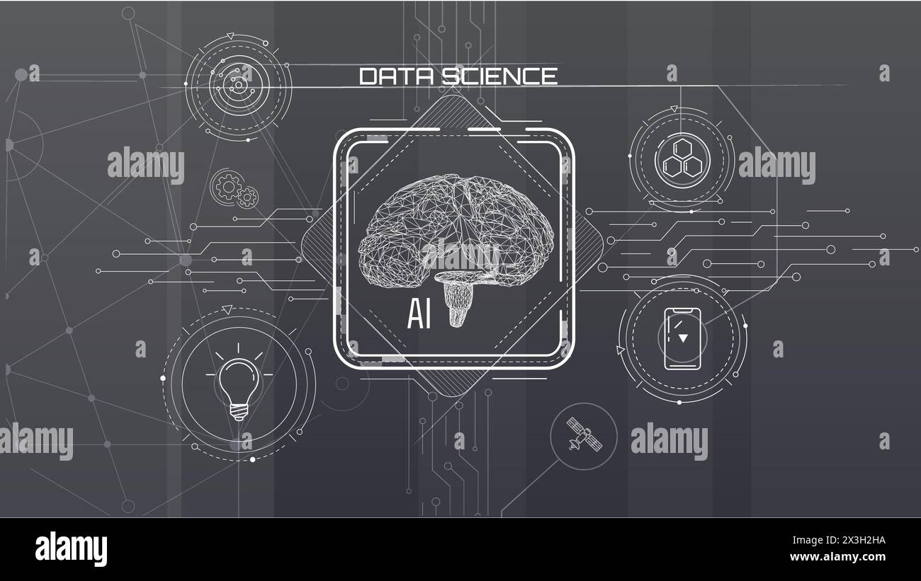 Artificial intelligence testing, virtual interface concept Stock Vector ...