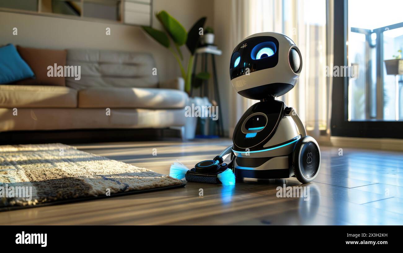 The picture of the robot that working as vacuum cleaner inside the ...