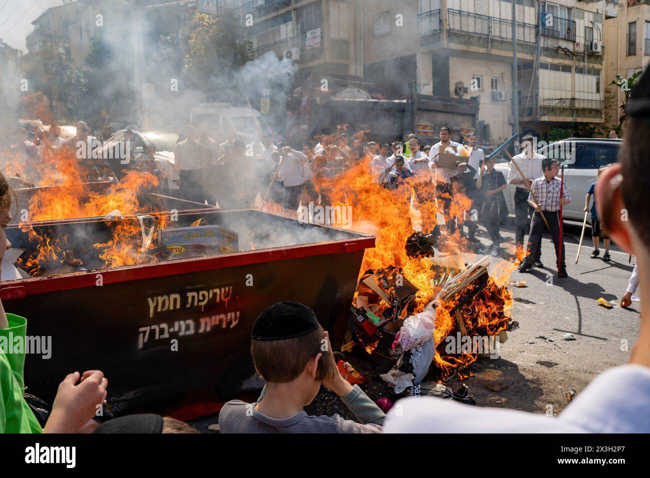 A fire set for burning the leaven during the Biur Chametz. During the ...