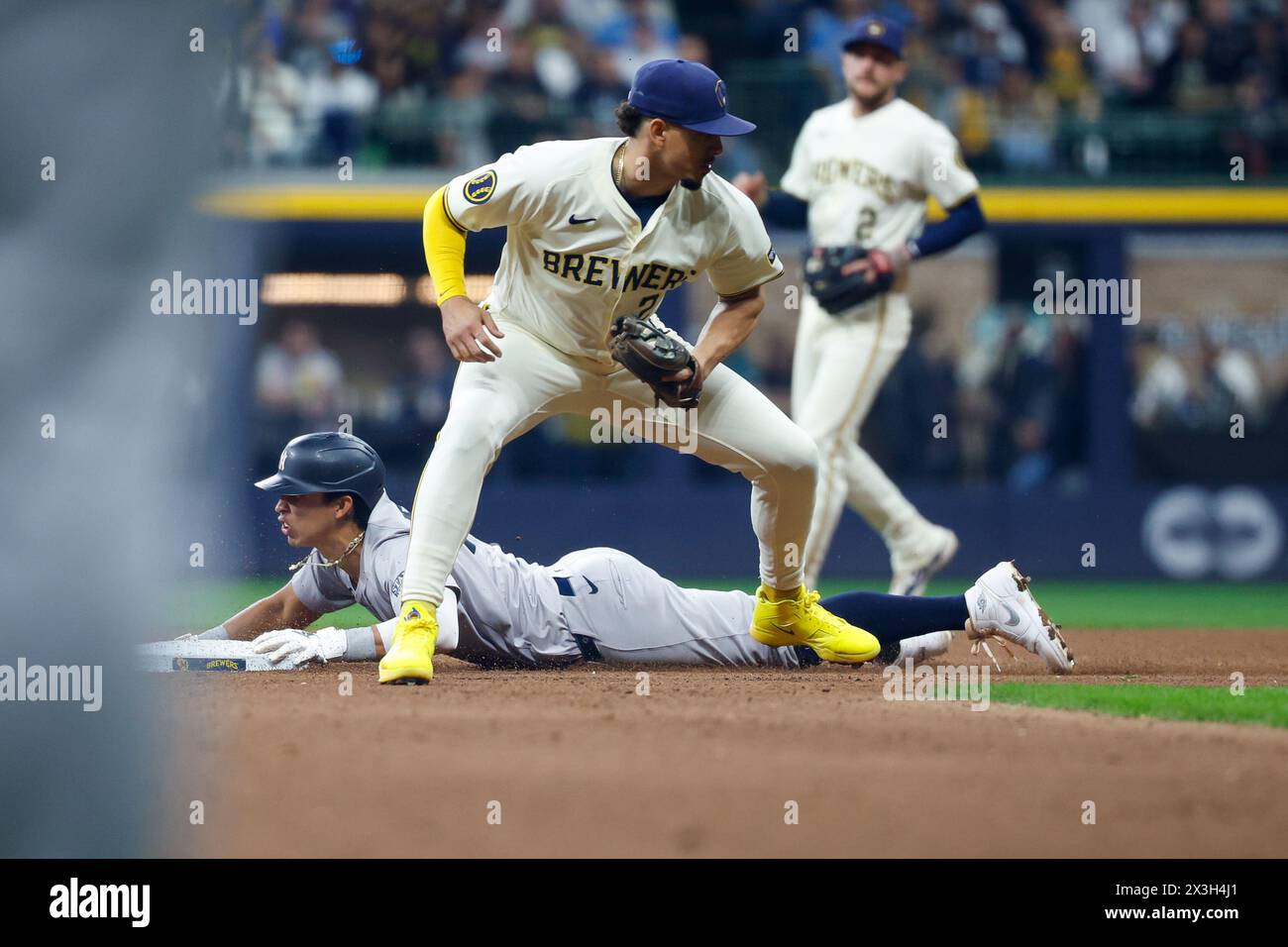 Milwaukee, WI, USA. 26th Apr, 2024. New York Yankees third base Oswaldo ...