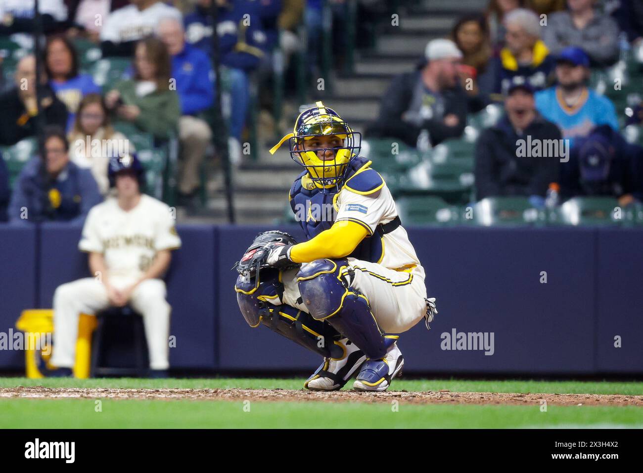 April 26, 2024: Milwaukee Brewers catcher William Contreras (24) waits ...