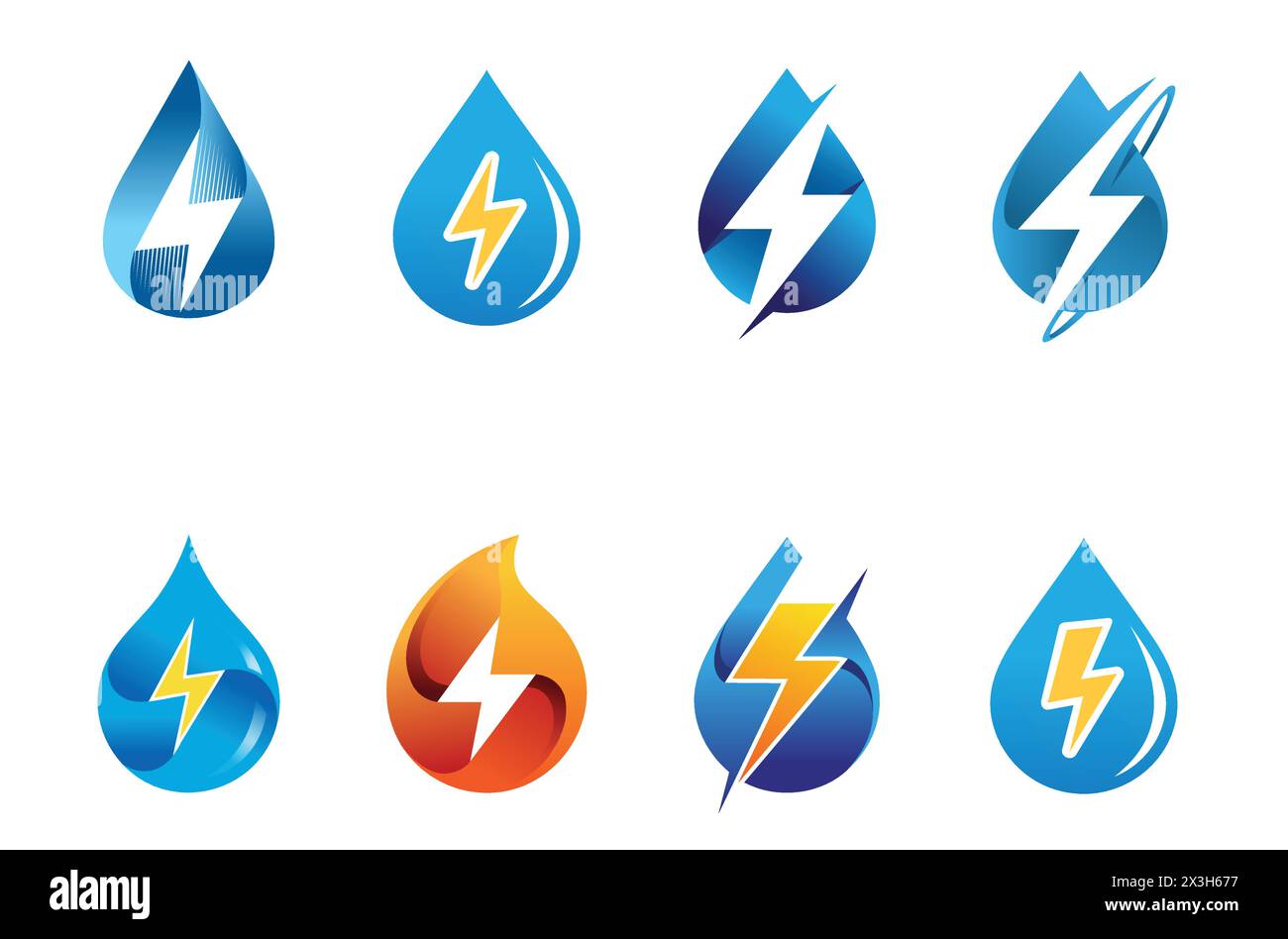 Creative droplet thunder shapes collection logo vector icons symbol ...