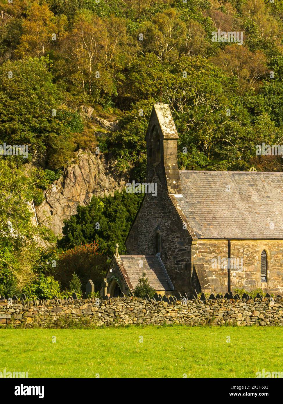 The bell tower of the small medieval St Mary’s Church on the outskirts ...