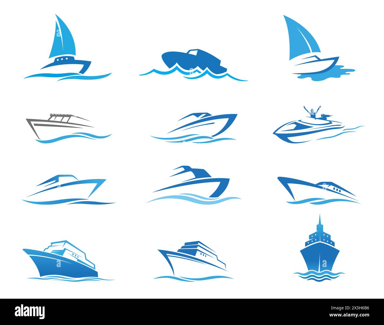 Creative Blue Yachts Boats Collection Set Logo Vector Design Icons ... Creative Blue Yachts Boats Collection Set Logo Vector Design Icons ...
