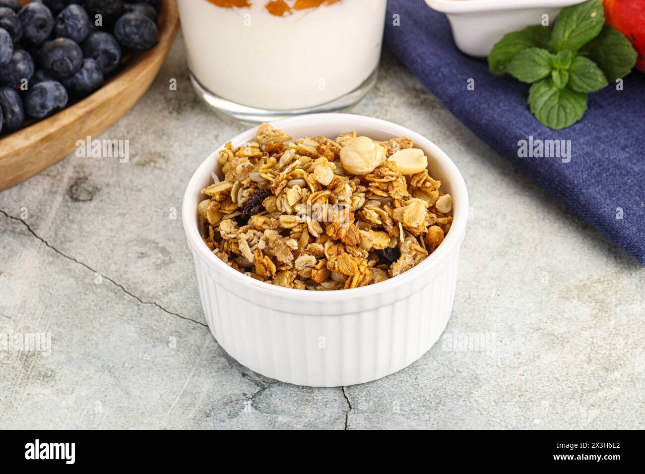 Natural Granola museli cereal for breakfast Stock Photo - Alamy