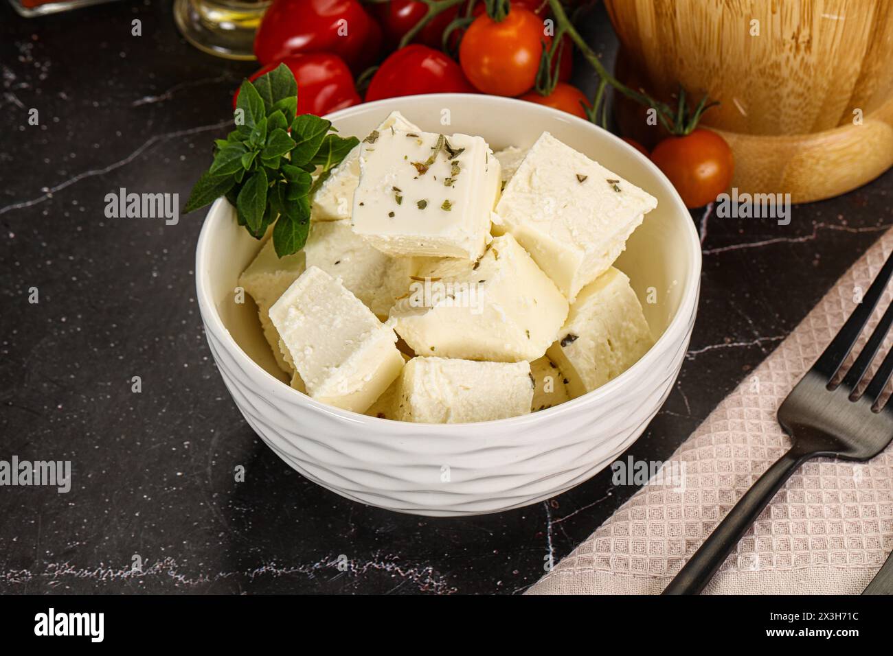 Cubes marinated feta cheese hi-res stock photography and images - Alamy