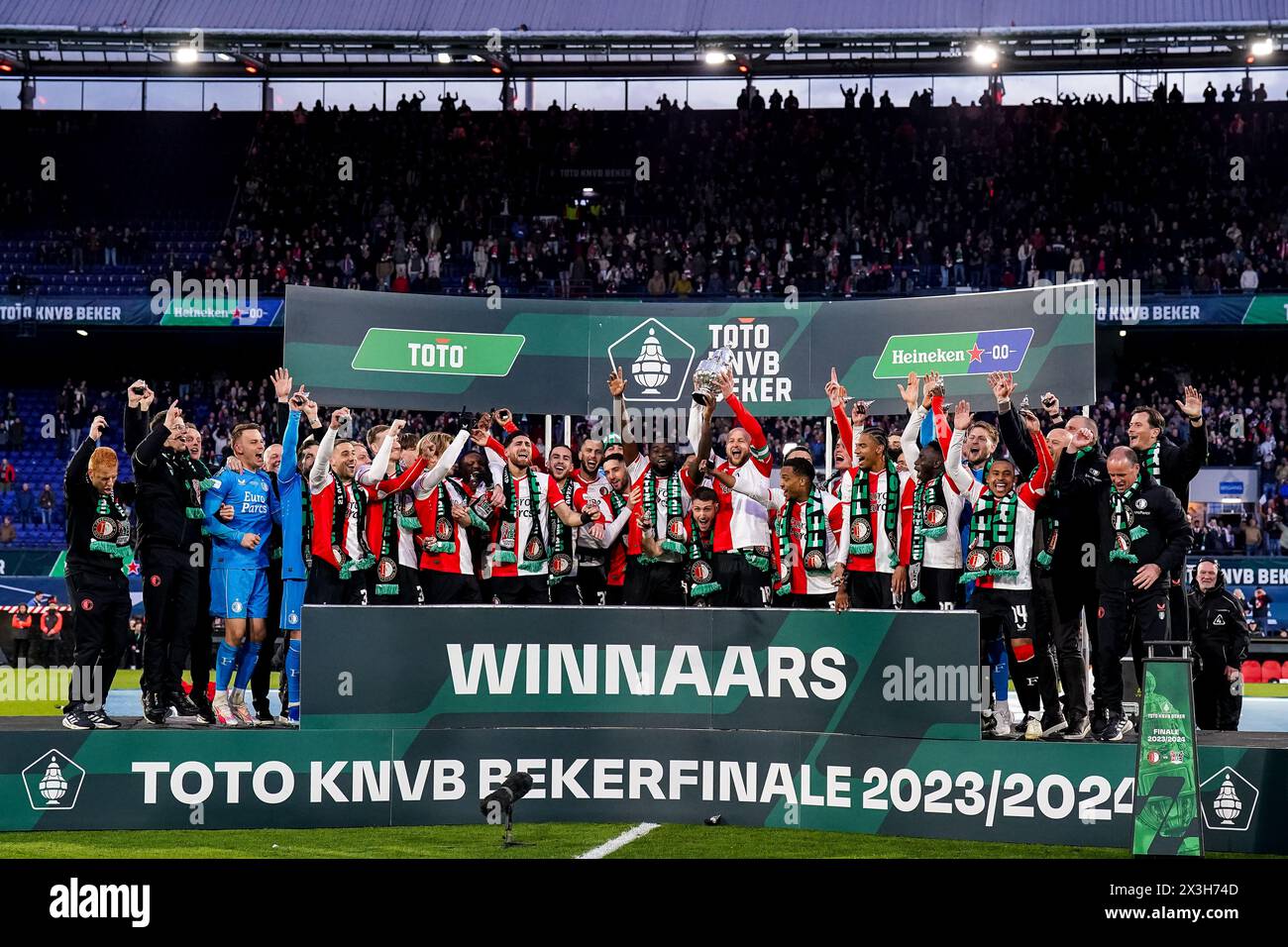ROTTERDAM, NETHERLANDS - APRIL 21: Gernot Trauner of Feyenoord lifts up ...