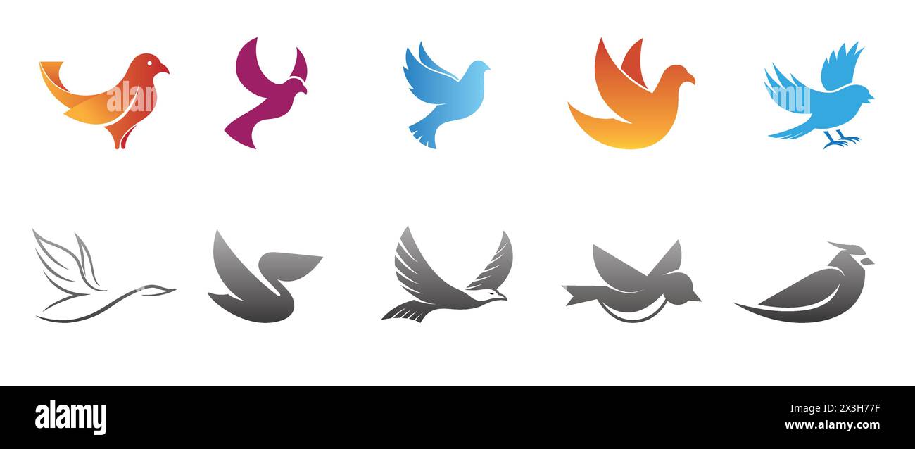 Creative Flying Birds Collection Logo Vector Icons Signs Design Symbol ...