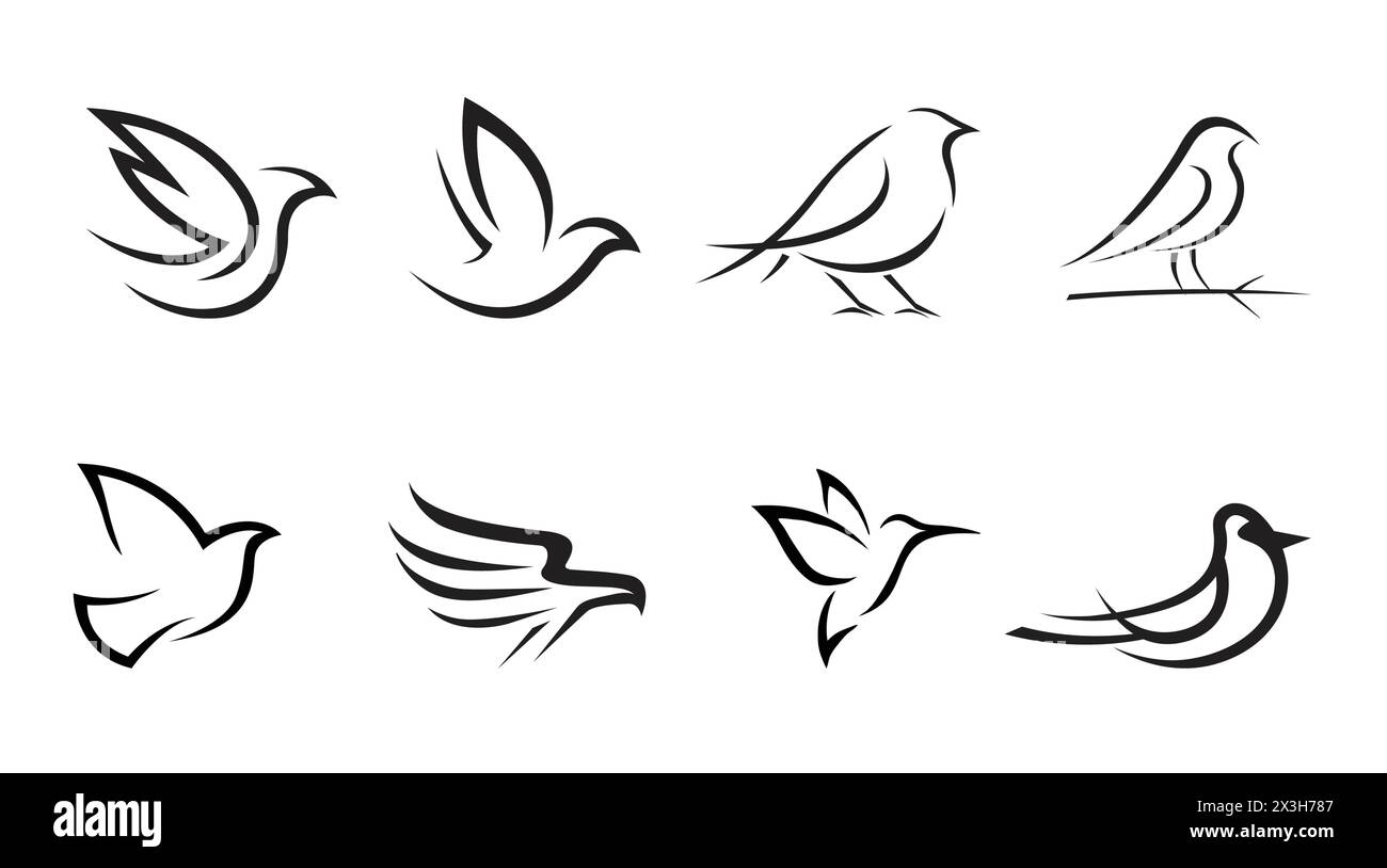 Creative Flying Birds Collection Logo Vector Icons Signs Design Symbol ...