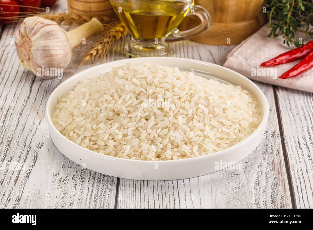 Dry raw Arborio rice for risotto Stock Photo - Alamy