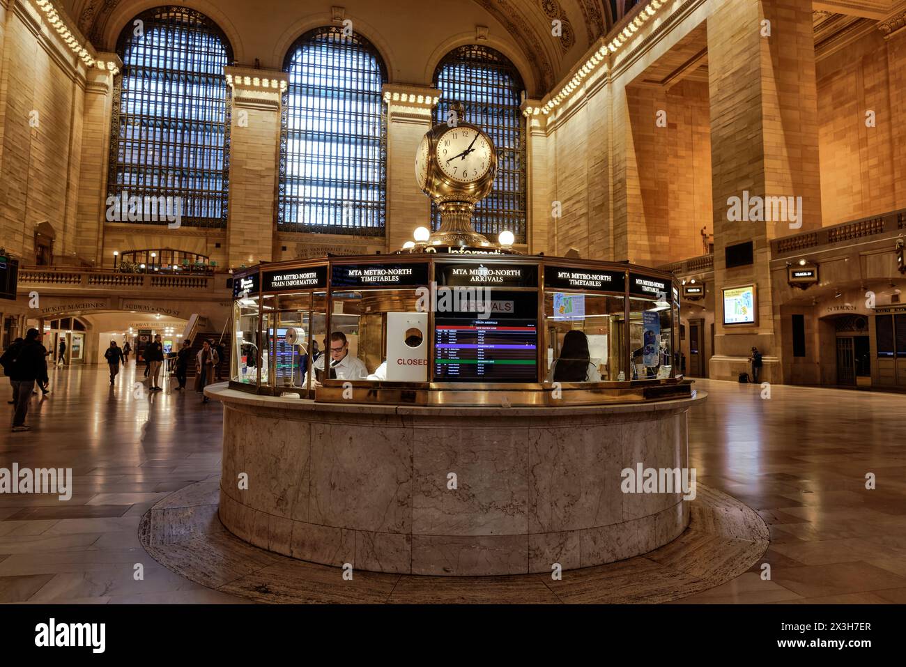 Iconic information booth and clock in Grand Central Station or Terminal ...