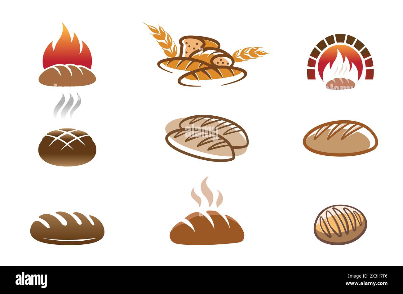 creative bread and bakery collection logo vector symbol icon design ...