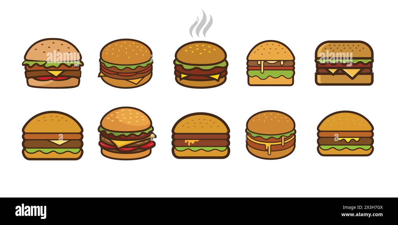 Collection of Burgers and sandwiches Logo Design Symbol Vector ...