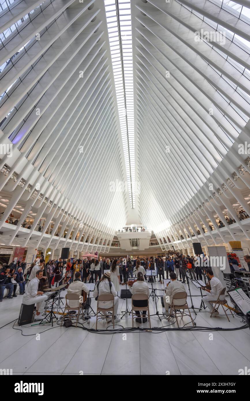 Concert in World Trade Centre Transportation Hub a terminal rail ...