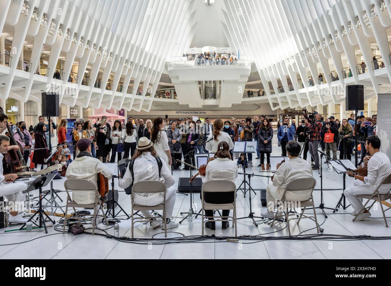 Concert in World Trade Centre Transportation Hub a terminal rail ...