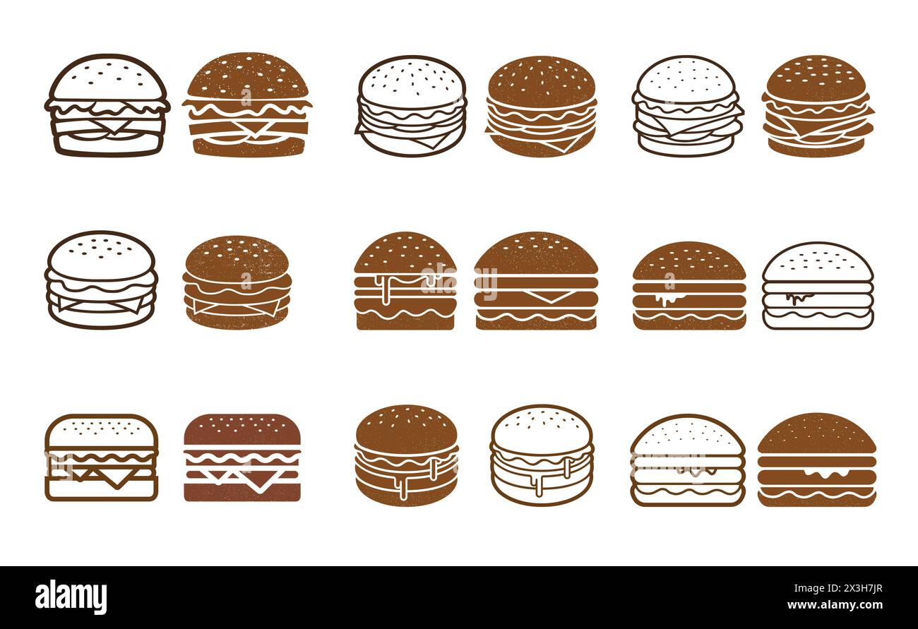 Collection of Burgers and sandwiches Logo Design Symbol Vector ...