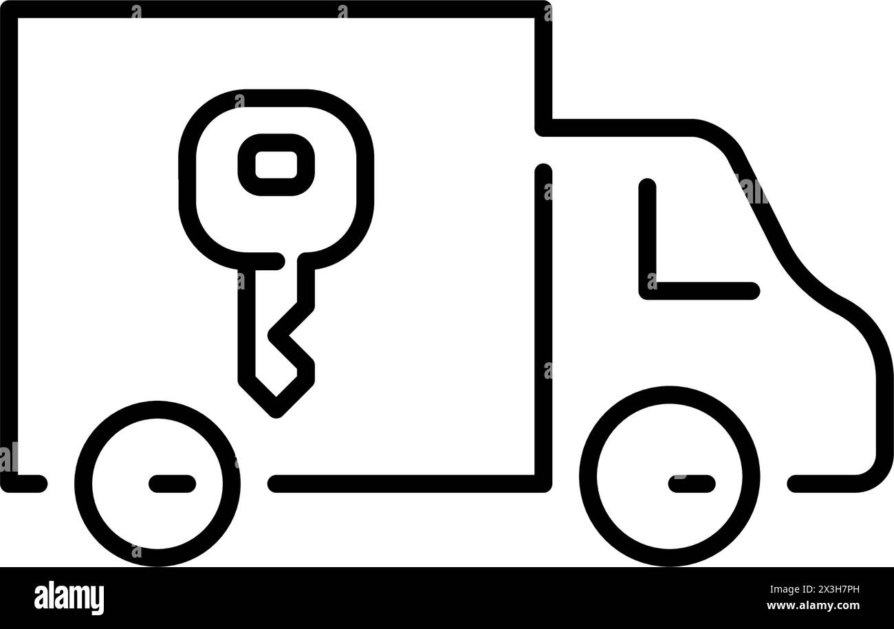 Lorry with key on it. Truck rental and moving houses services. Pixel ...
