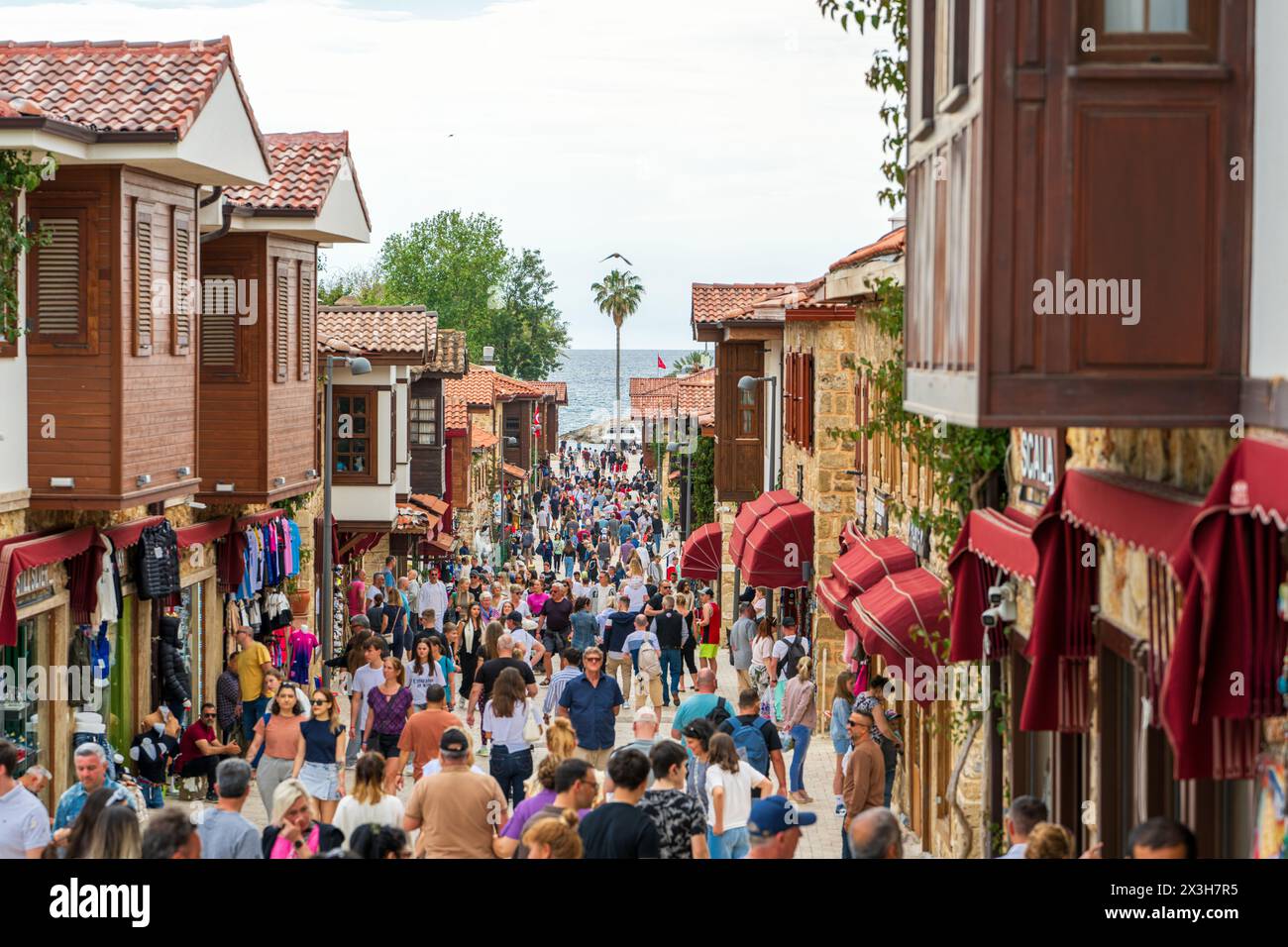 Side, Manavgat, Turkey – April 9, 2024: Liman Street of Side town of ...