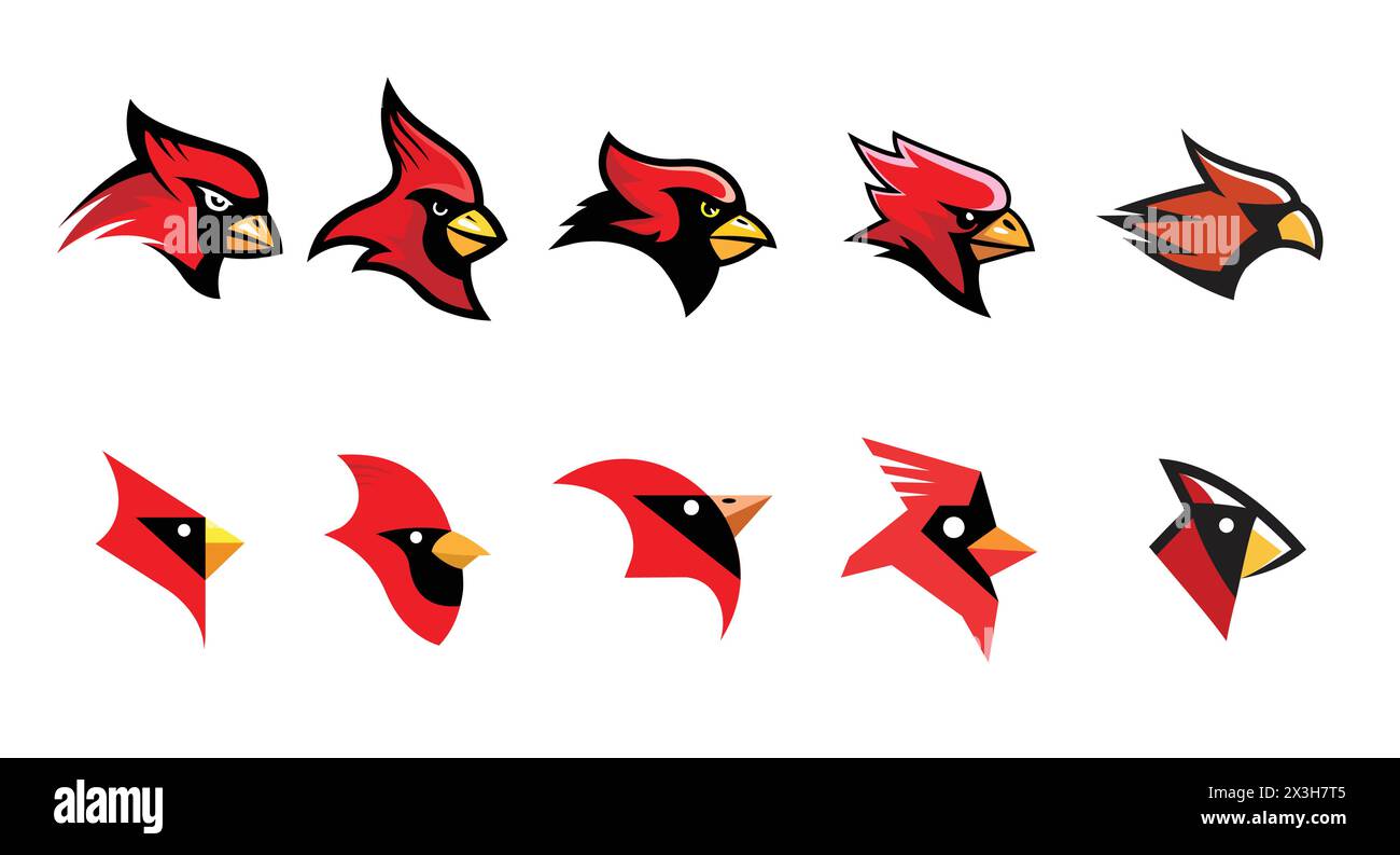 Cardinal Bird Heads Collection Logo Symbol vector Design Illustration ...