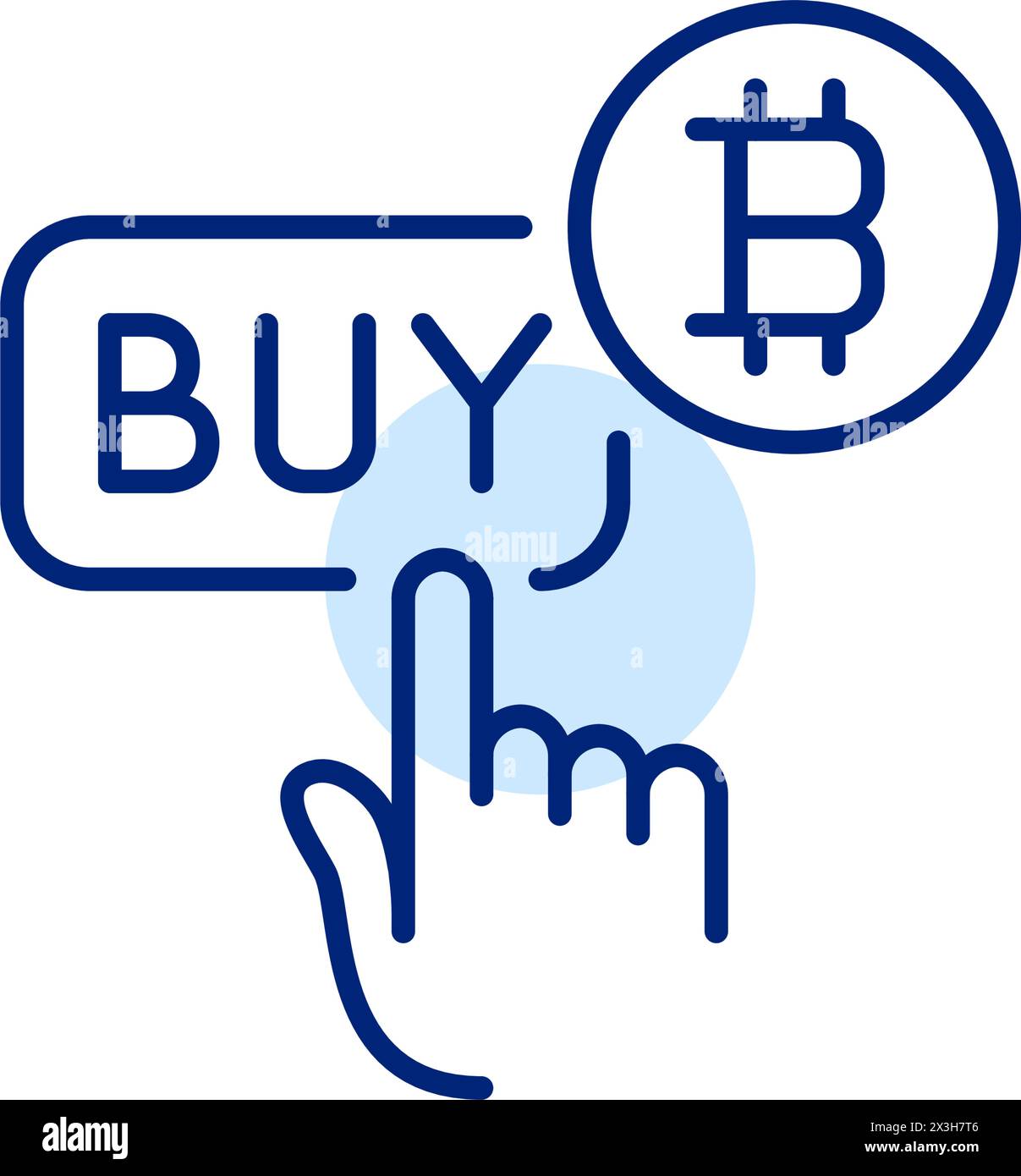 Bitcoin trading terminal app. Making order. Finger clicking on buy ...