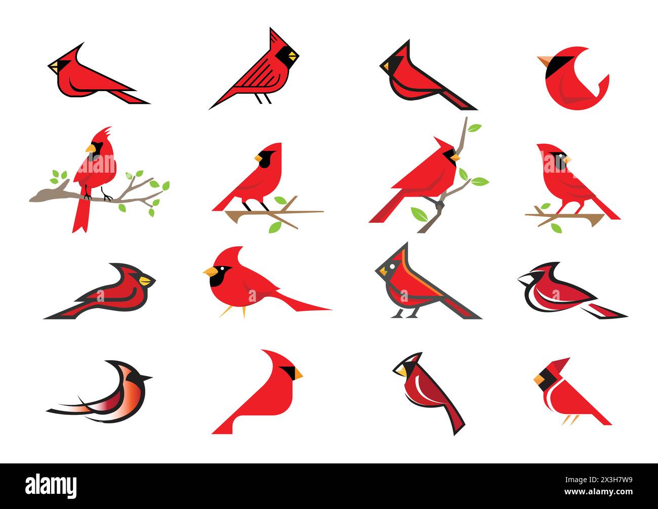 Creative Cardinal Bird Vector Collection Logo Design Illustration Stock ...