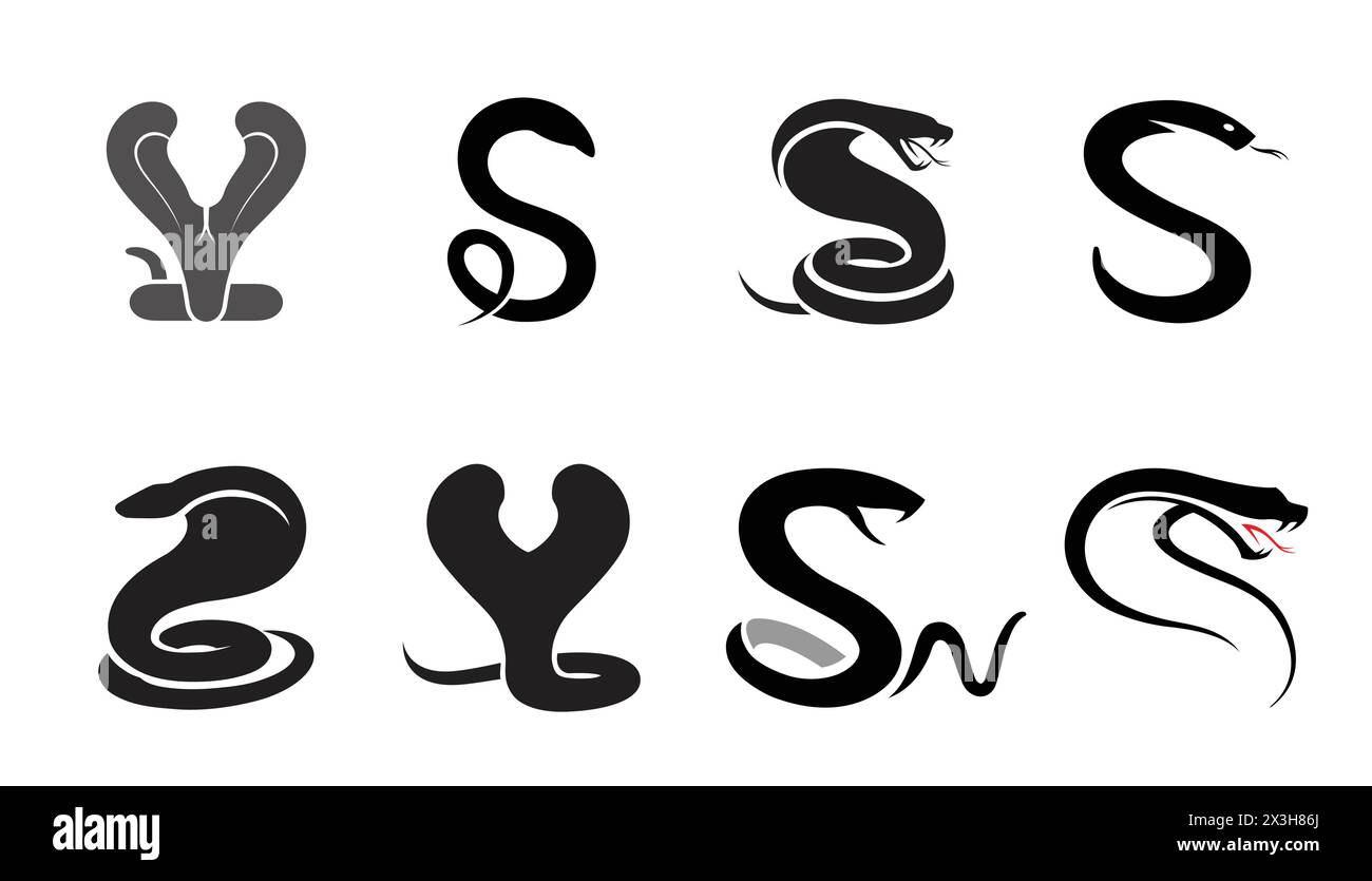 Creative Serpent Cobra Snakes Head Collection Set Logo Design Vector Symbol Illustration Stock ...