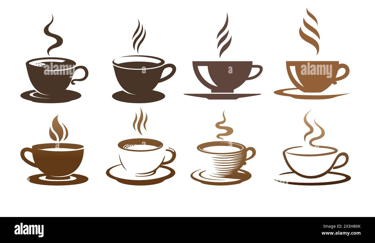 Collection of Coffee Cups Logo Vector Symbol Design Icons Illustration ...