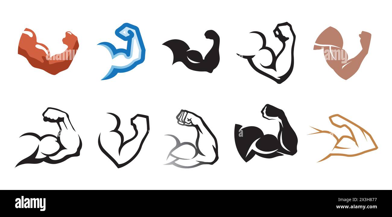 creative human biceps muscles collection logo vector symbol icons ...