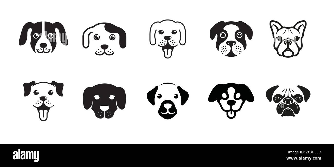 creative dog head logo collection set vector symbol icon design ...