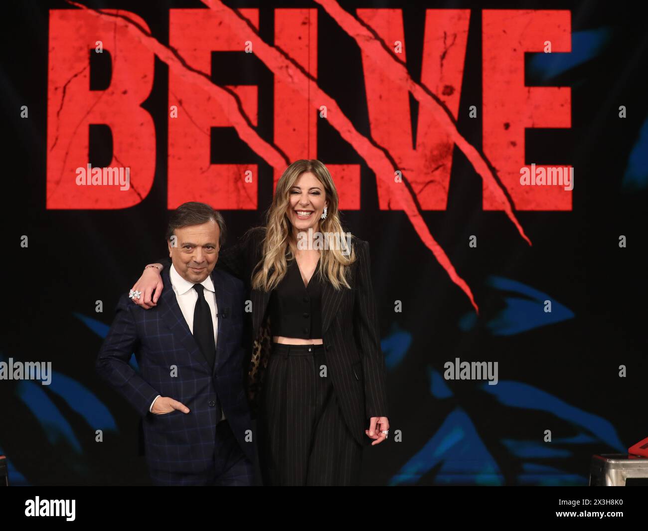 Rome, Italy. 27th Apr, 2024. Rome, Rai ex Dear studios, TV show "Belve ...