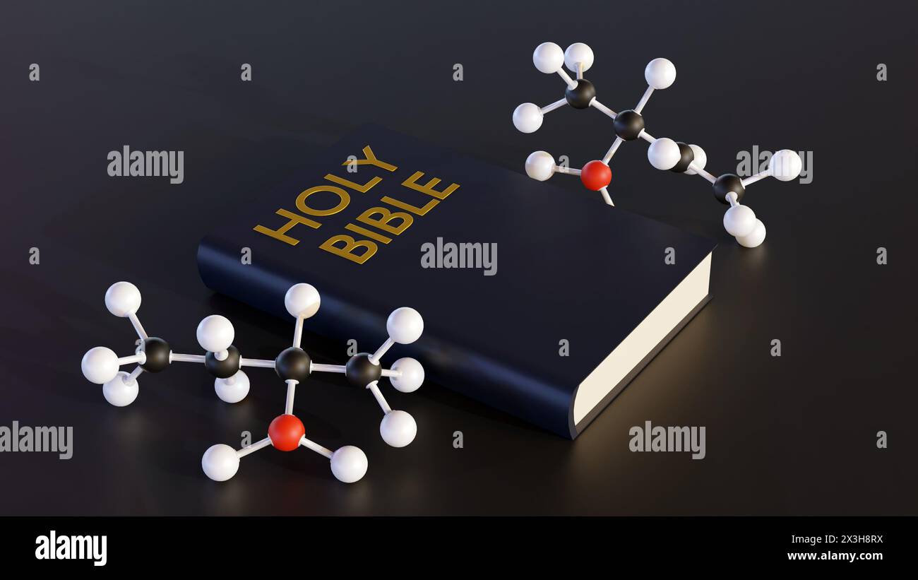 3d rendering of holy bible and the molecule model Stock Photo - Alamy
