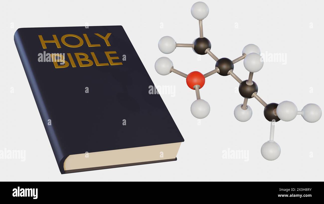 3d rendering of holy bible and the molecule model Stock Photo - Alamy