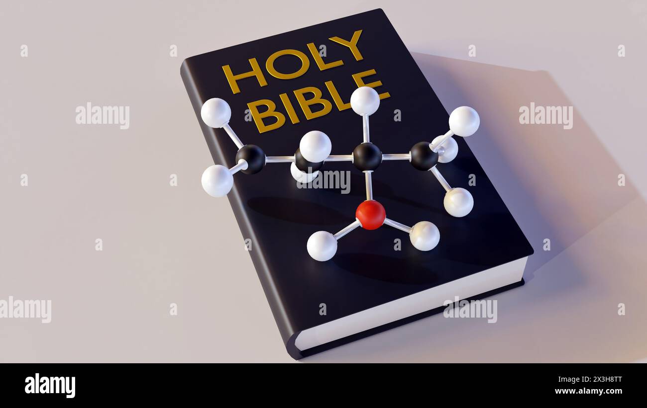 3d rendering of holy bible and the molecule model Stock Photo - Alamy