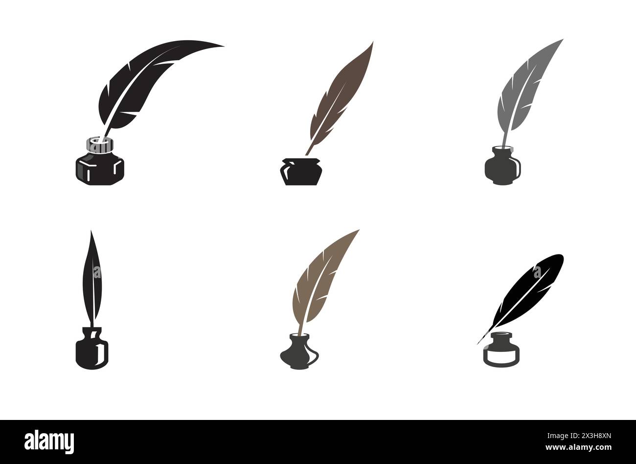 Feathers Ink Bottles Collection Logo Symbol Vector Icons Design ...