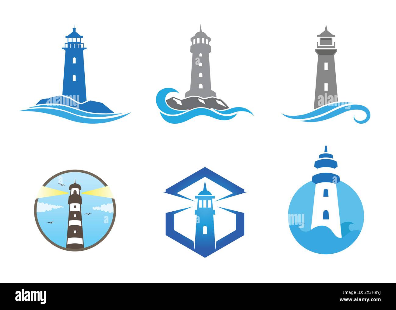 Creative Lighthouse Towers Collection Logo Design Vector Symbol ...
