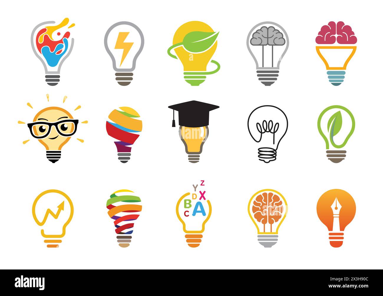 Smart lightbulb logo concept arrow hi-res stock photography and images - Alamy
