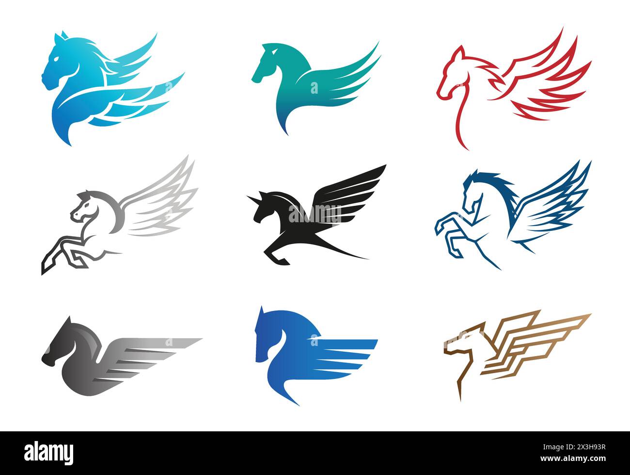 Creative Pegasus Horse Collection Set Logo Vector Icon Symbol Design ...