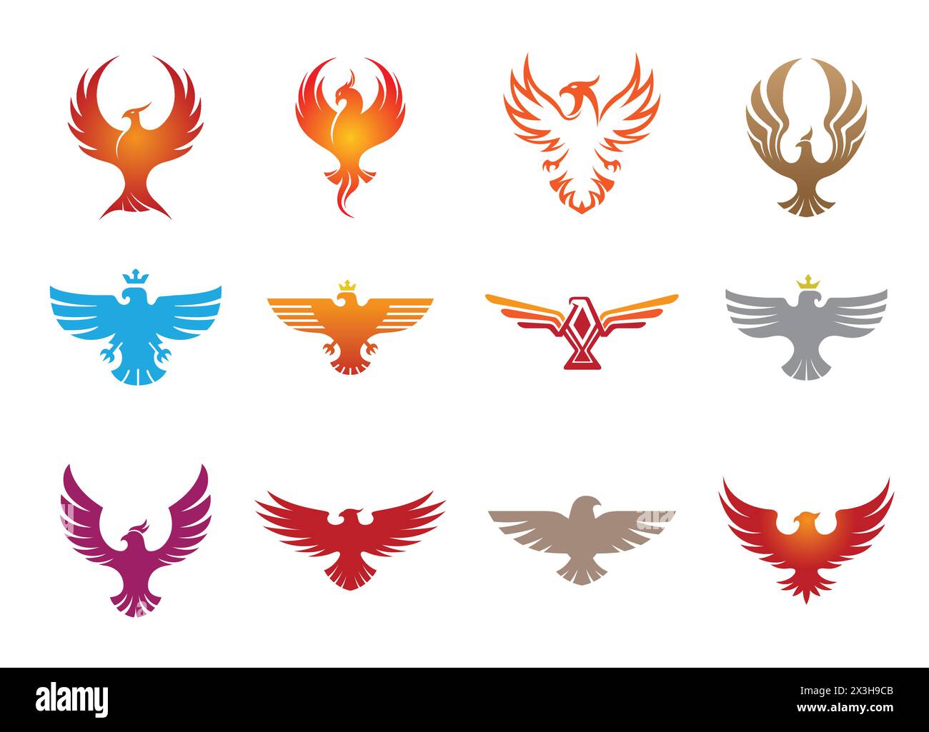 Creative phoenix birds collection logo design symbol vector ...