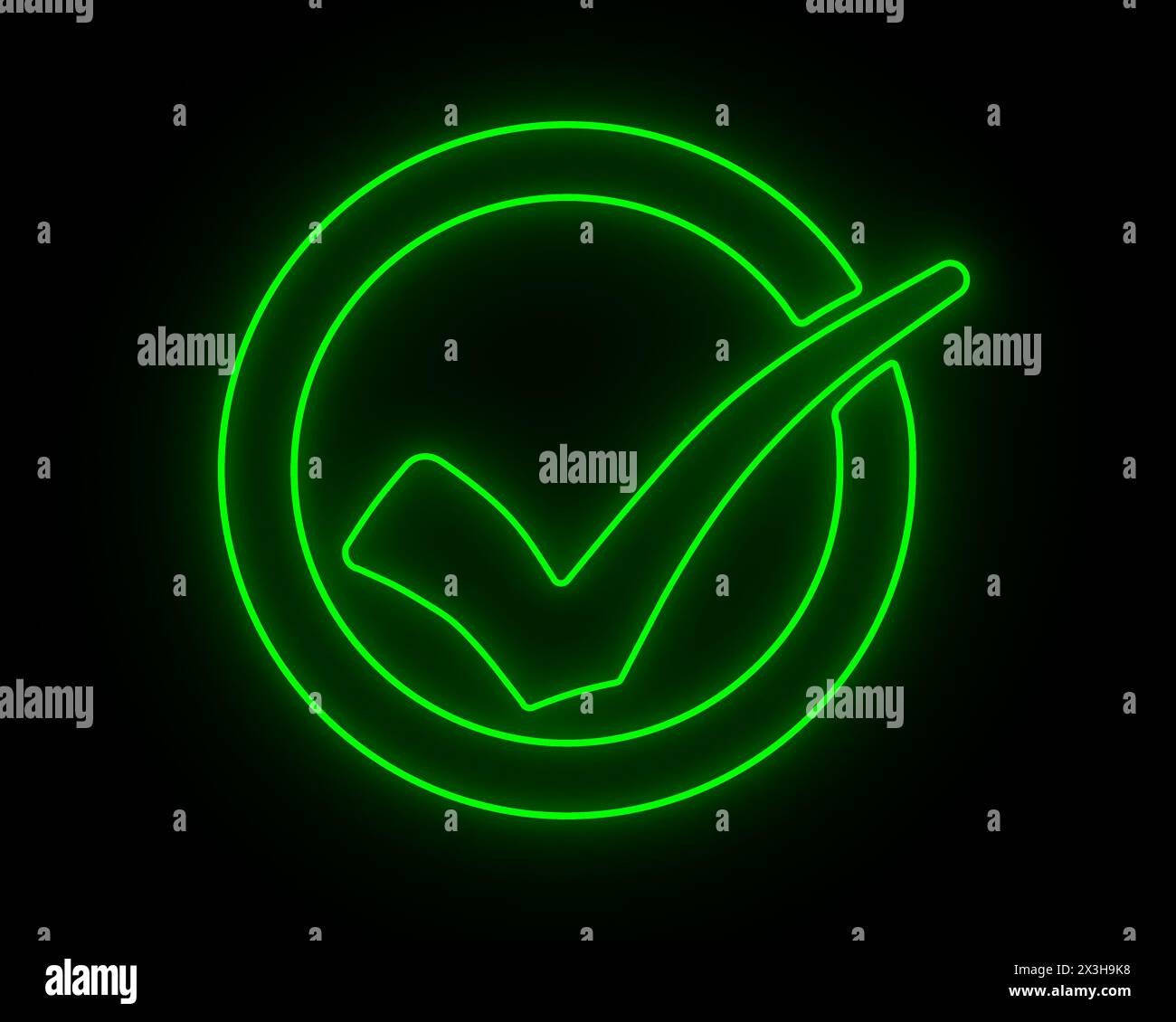 Check mark sign on dark background. 3D illustration Stock Photo - Alamy