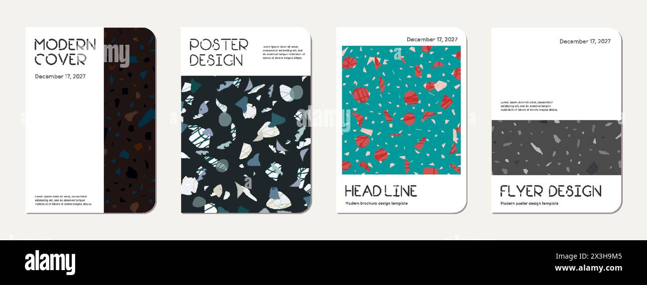Notepad cover design. Terrazzo abstract background made of natural ...