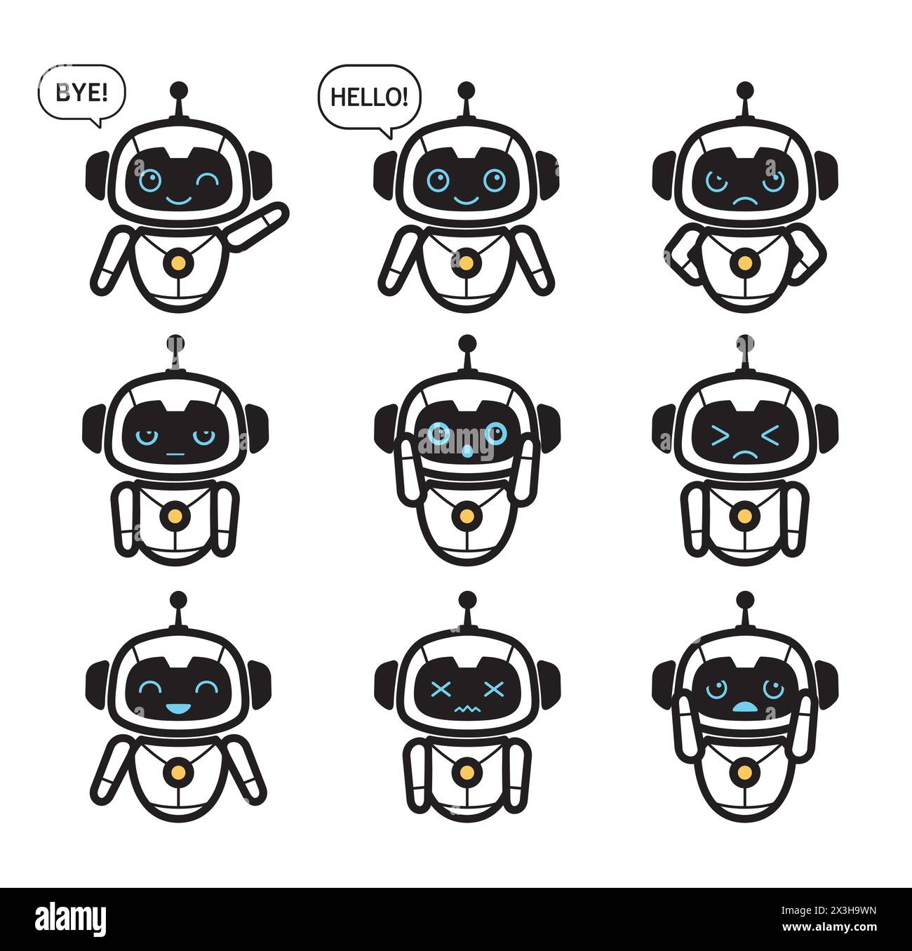 creative collection of cute bot robot logo vector set design icon ...