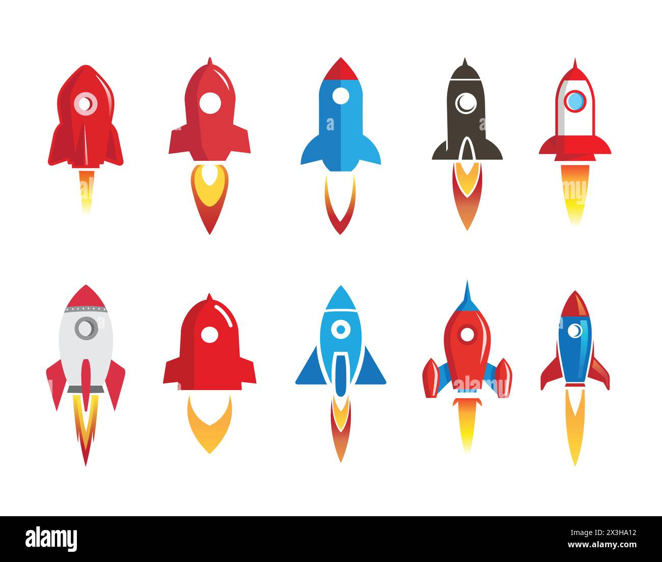 creative rocket spaceship logo collection vector icon design symbol ...