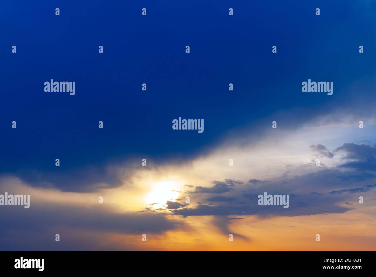 Sunset sky with blue clouds background. Sky with clouds weather nature ...