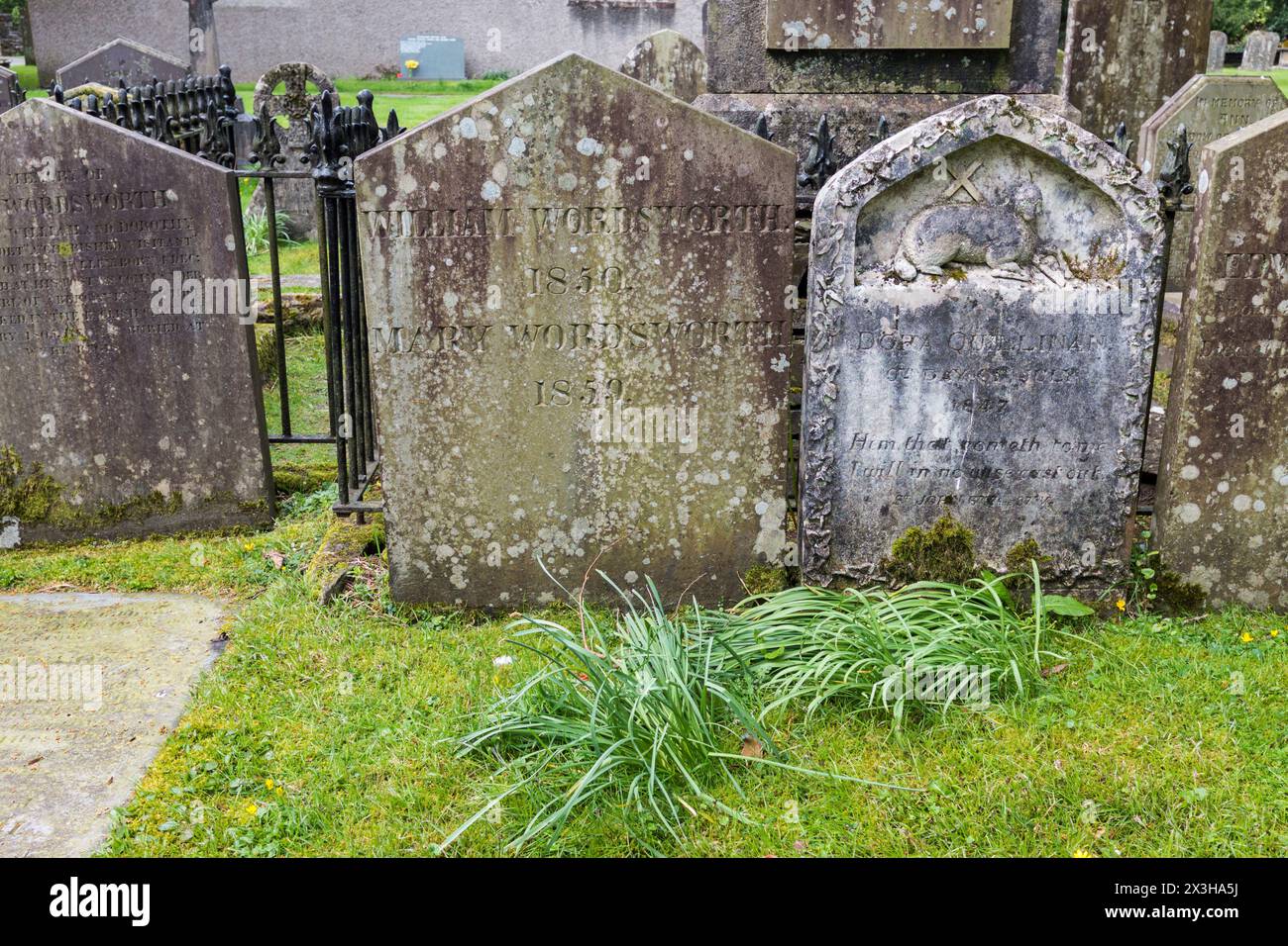 Wordsworth Graves in St Oswalds Church in Grasmere village, Lake ...
