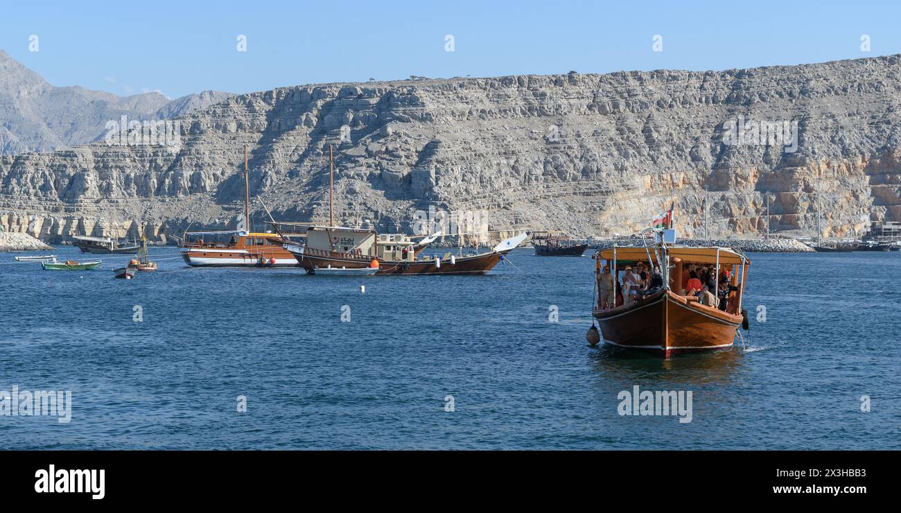 Khasab, Oman - 1 January 2024: A panoramic view of tourists aboard ...