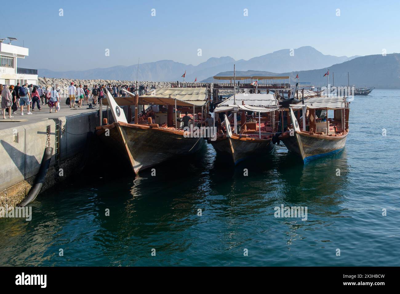 Khasab, Oman - 1 January 2024: A serene morning at Khasab Port, with ...