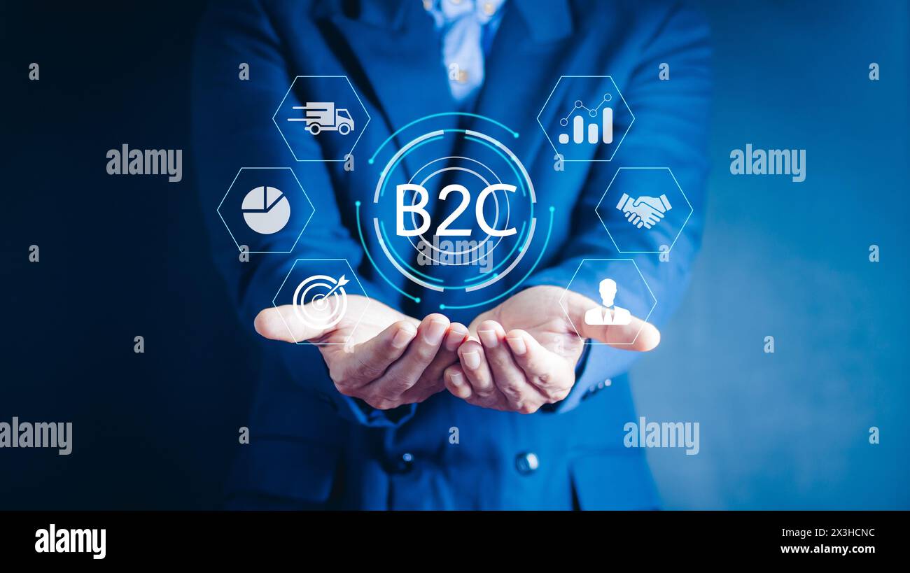 B2C, Business to customer marketing strategy concept. Business strategy ...