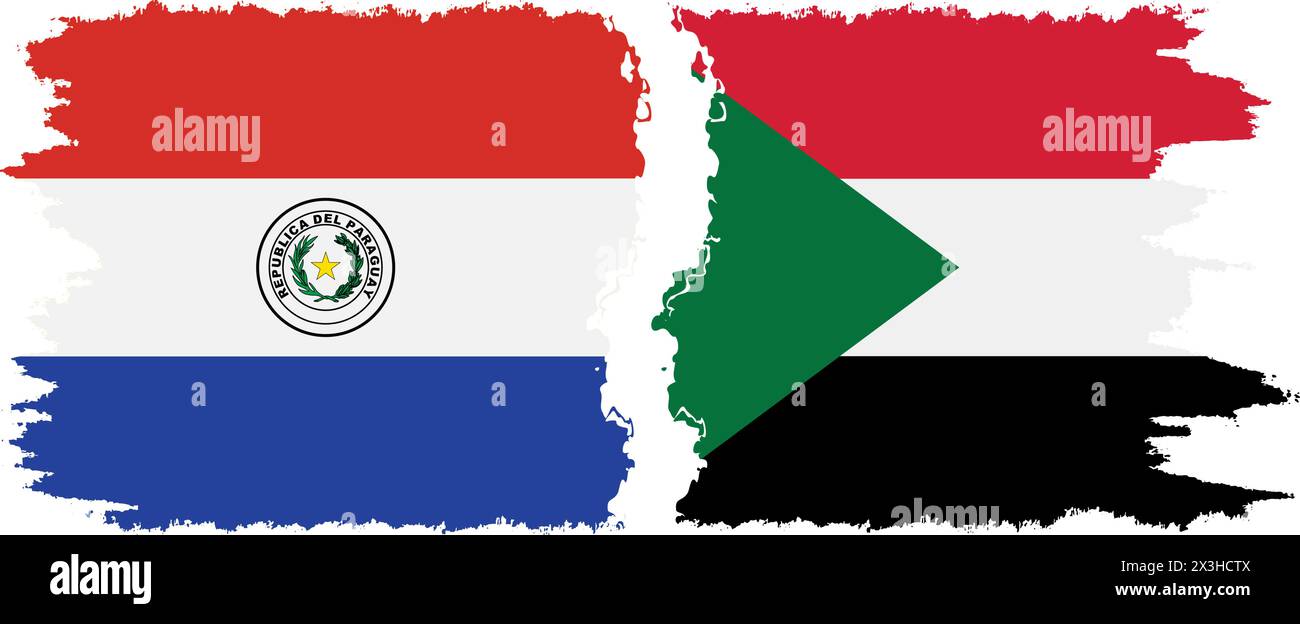 Sudan and Paraguay grunge flags connection, vector Stock Vector Image ...